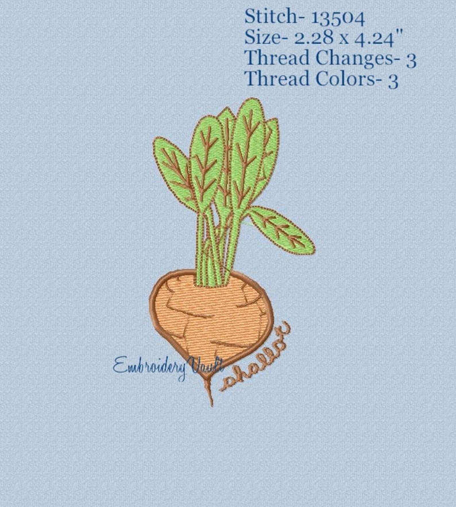 Root Vegetable, Shallot Embroidery Design, Multiple Formats, Kitchen - Etsy
