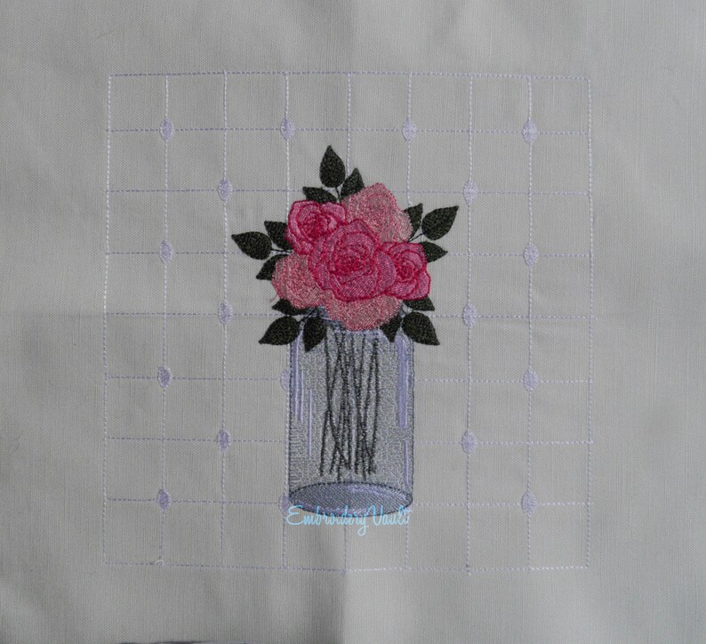 Window Flower Jar 5 Embroidery Design, Multiple Formats, Pillow ...