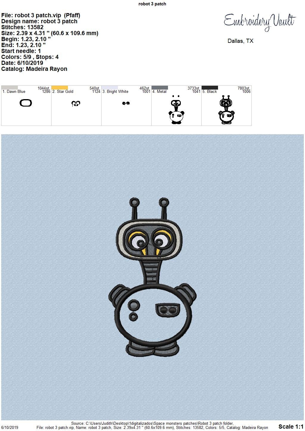 Alien Robot Patch 3 Embroidery Design, Multiple Formats - Etsy