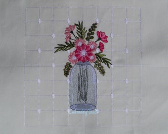 Window Flower Jar 3 Embroidery Design Multiple Formats | Etsy