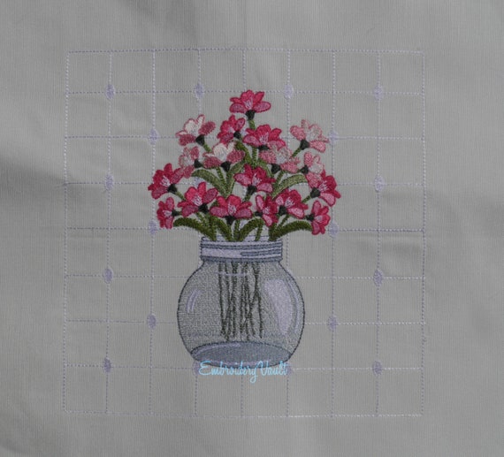 Window Flower Jar 3 Embroidery Design Multiple Formats | Etsy