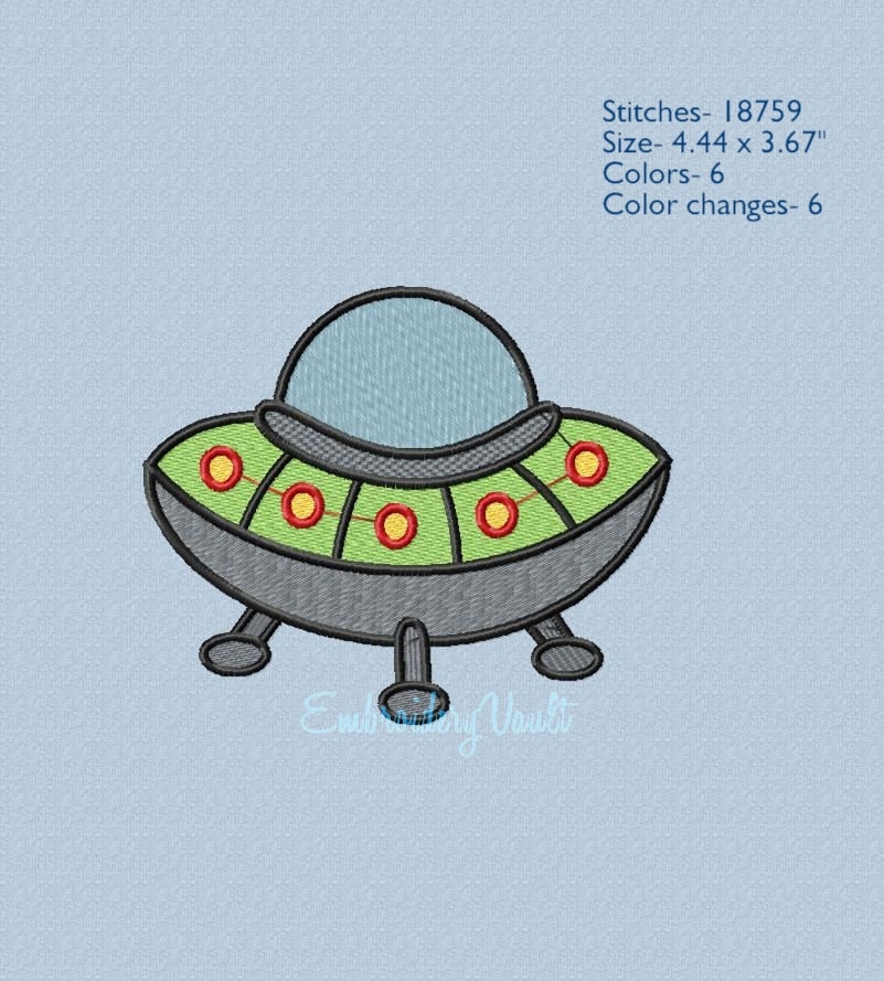 Alien Spaceship 1 Embroidery Design, Multiple Design - Etsy