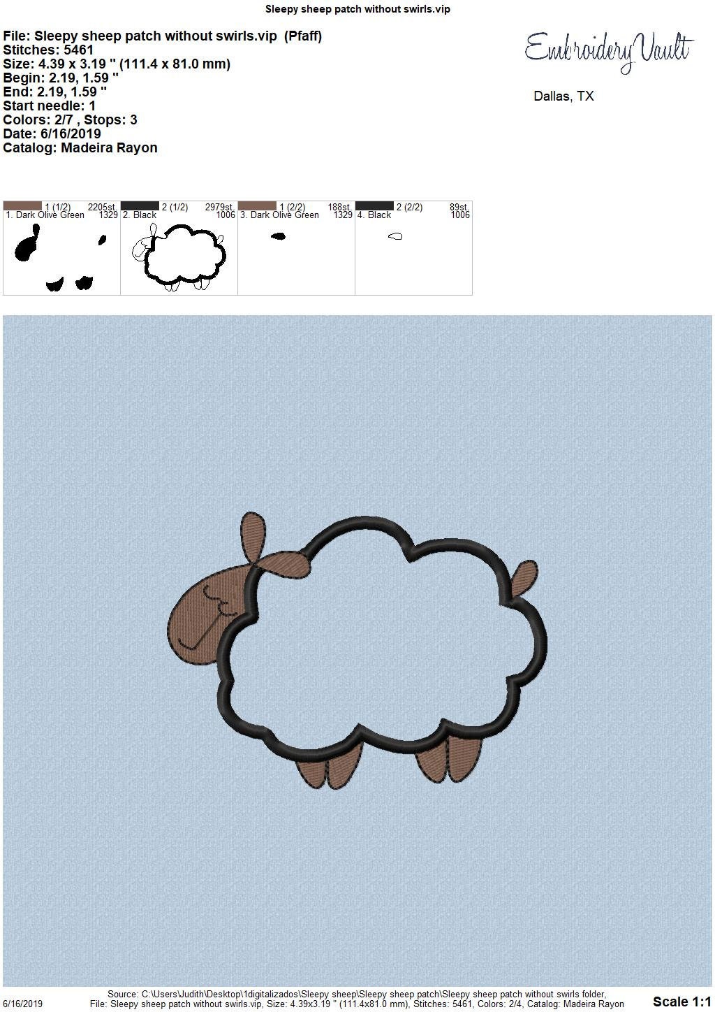 Sleepy Sheep Patch Embroidery Design Multiple Formats Baby - Etsy