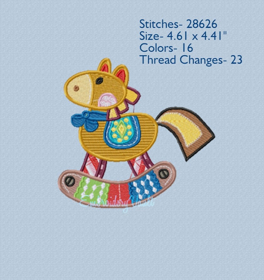 Patchy Rocking Horse Embroidery Design, Multiple Formats - Etsy UK