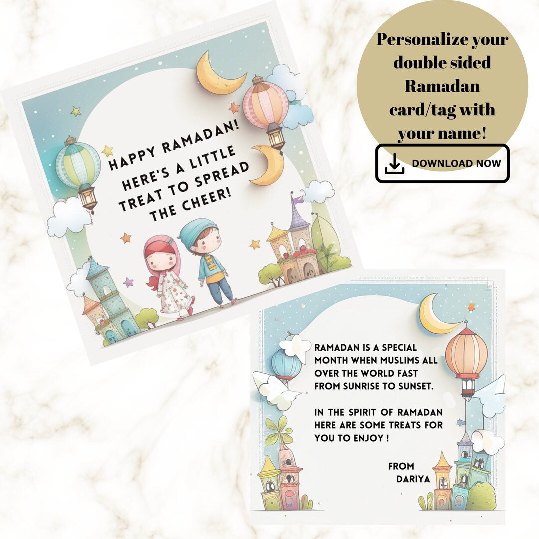 Personalized Ramadan Treat Card, Ramadan Favor Tags for Classroom ...