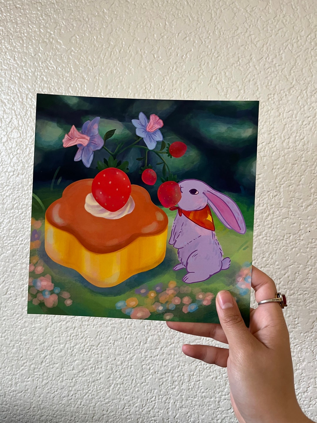 Cute Flan Bunny Art Print | Kawaii Illustration | Cute Bunny Art Print ...