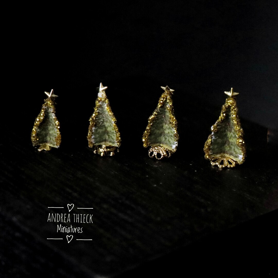 Glittered Miniature 3D Christmas Tree 1/12 Scale on Stand - Etsy