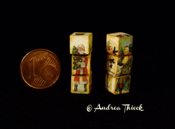 Miniature Christmas Funny Cubes Cubes Amusants With Santa - Etsy