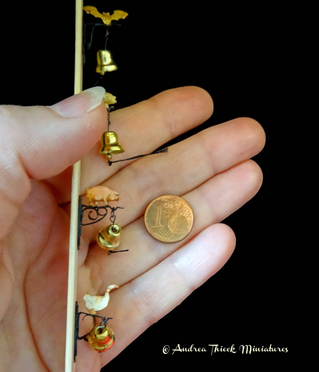 Miniature House or Garden Bells With "tin" Signs - 1-12 Scale - Choose ...