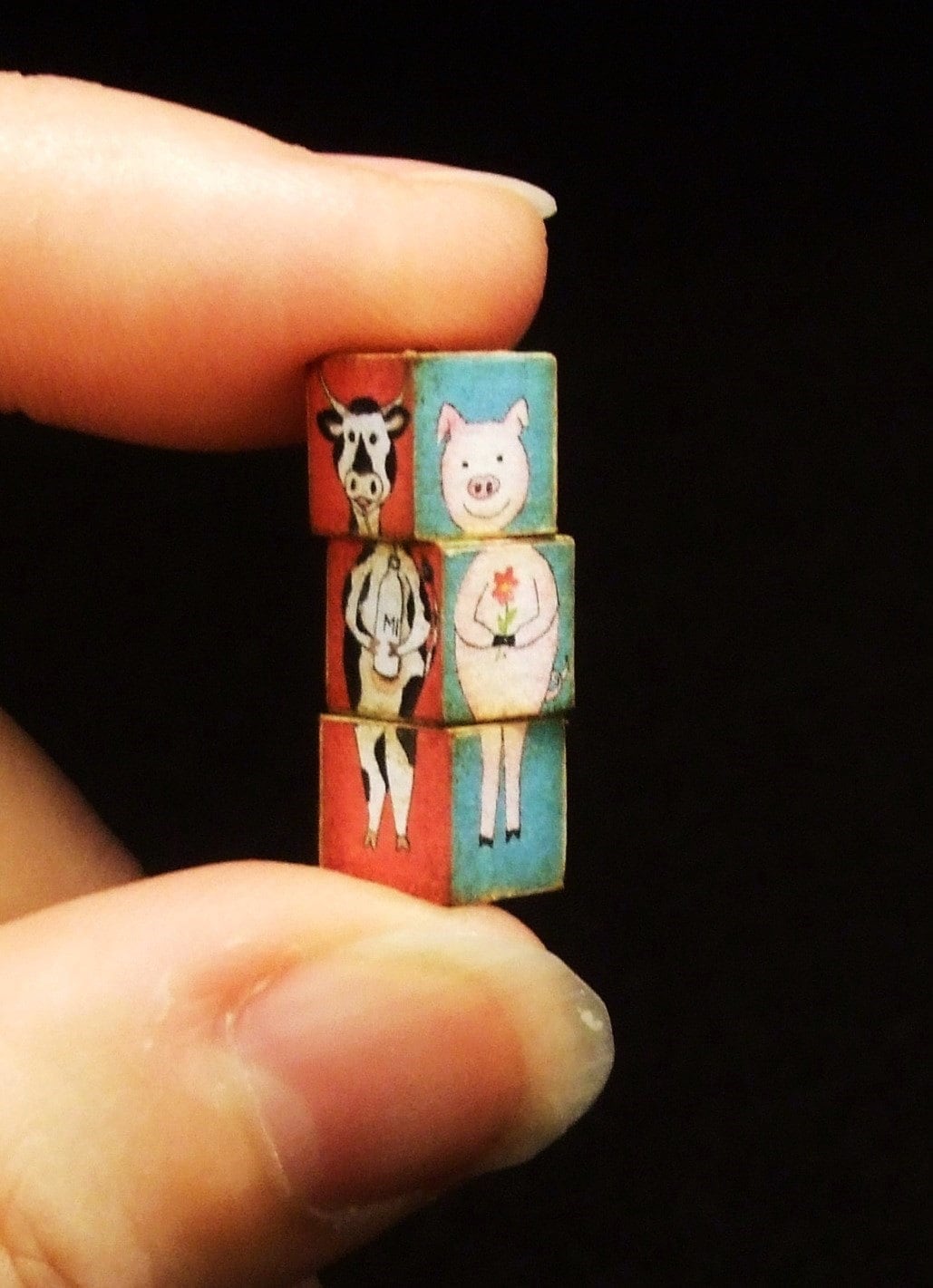 Miniature Funny Cubes Cubes Amusants With Farm Animals - Etsy