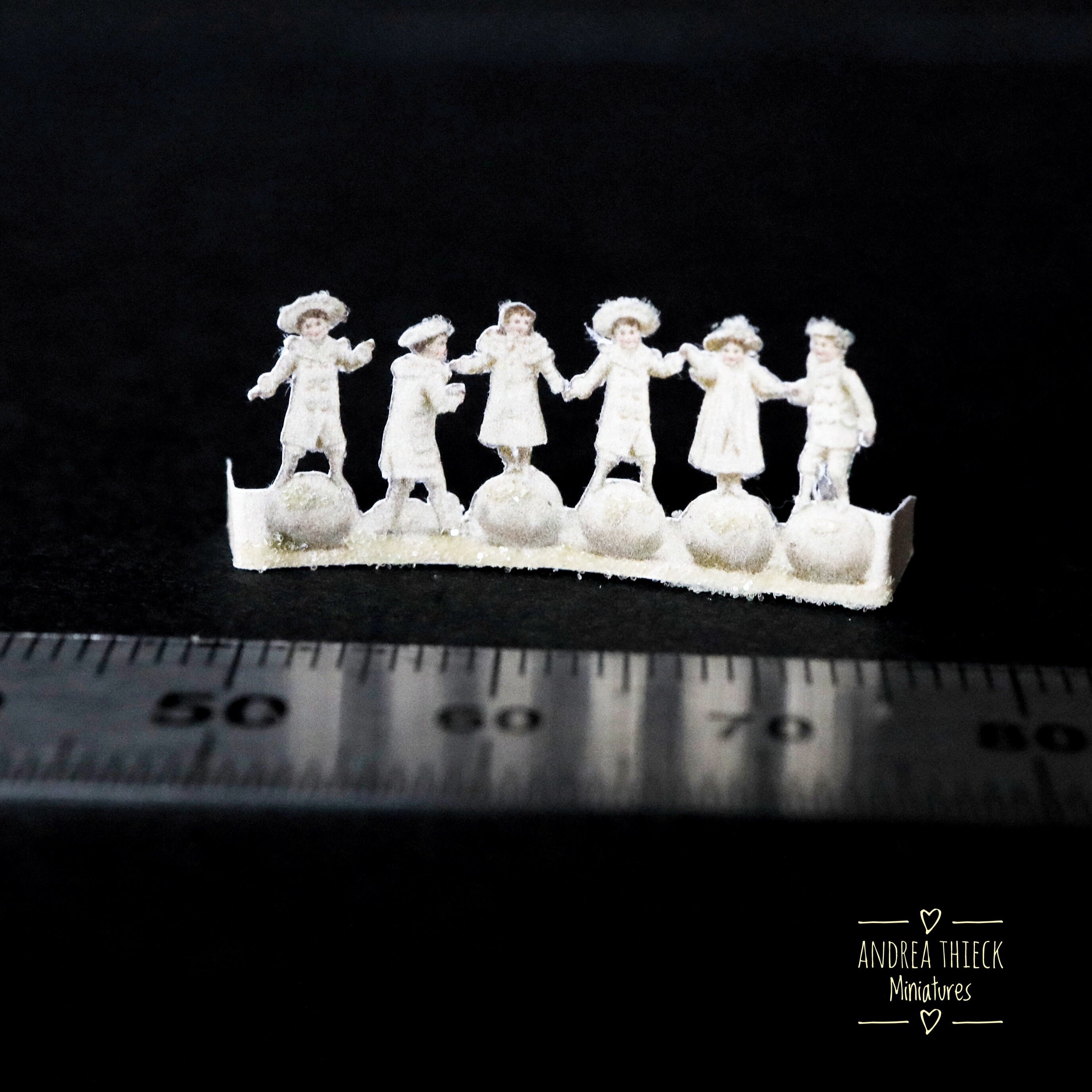 Glittered Miniature Children on Snow Display 1/12 Scale - Etsy