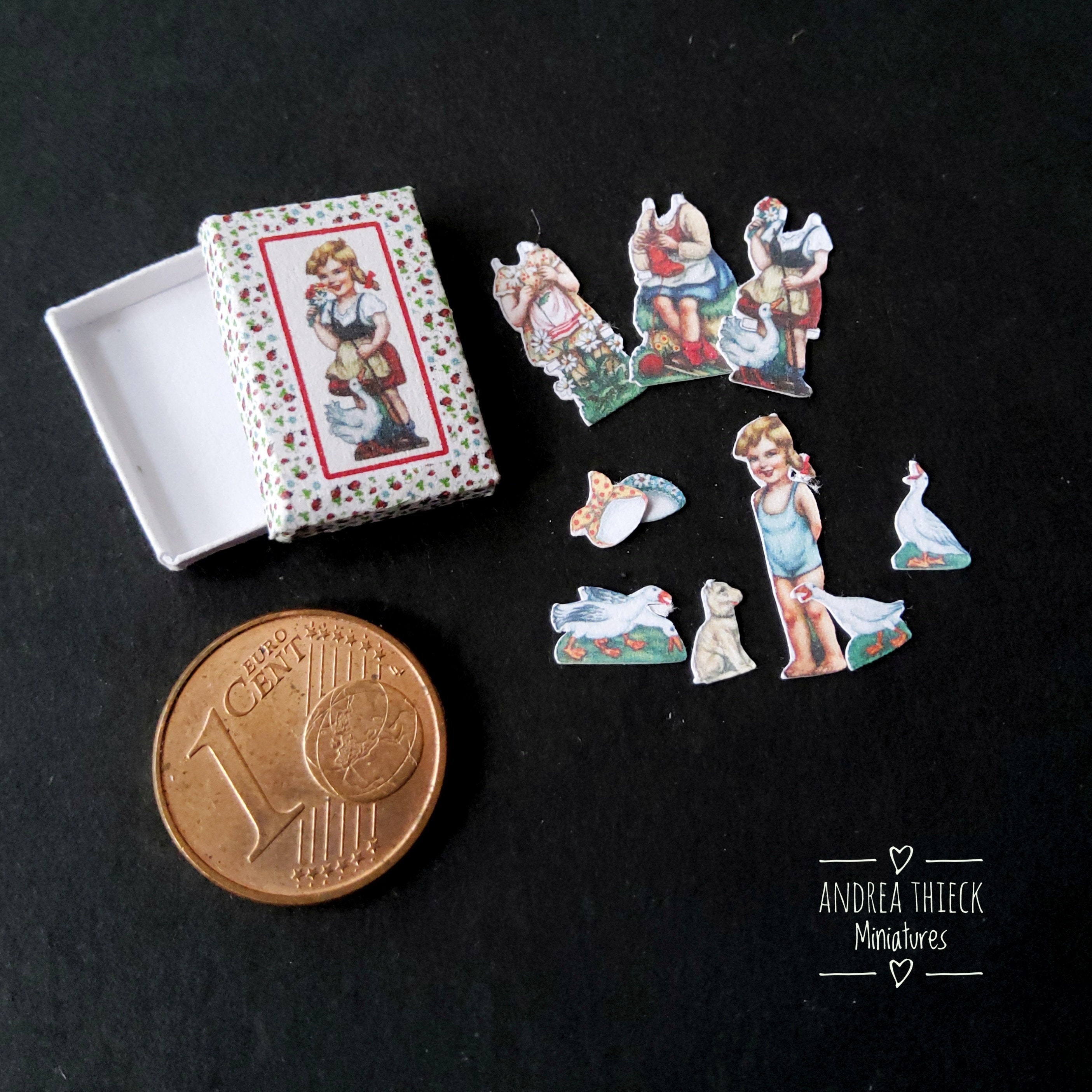 Miniatures Paper Doll Box With Gänseliesl / Goose Lizzy 1:12 - Etsy