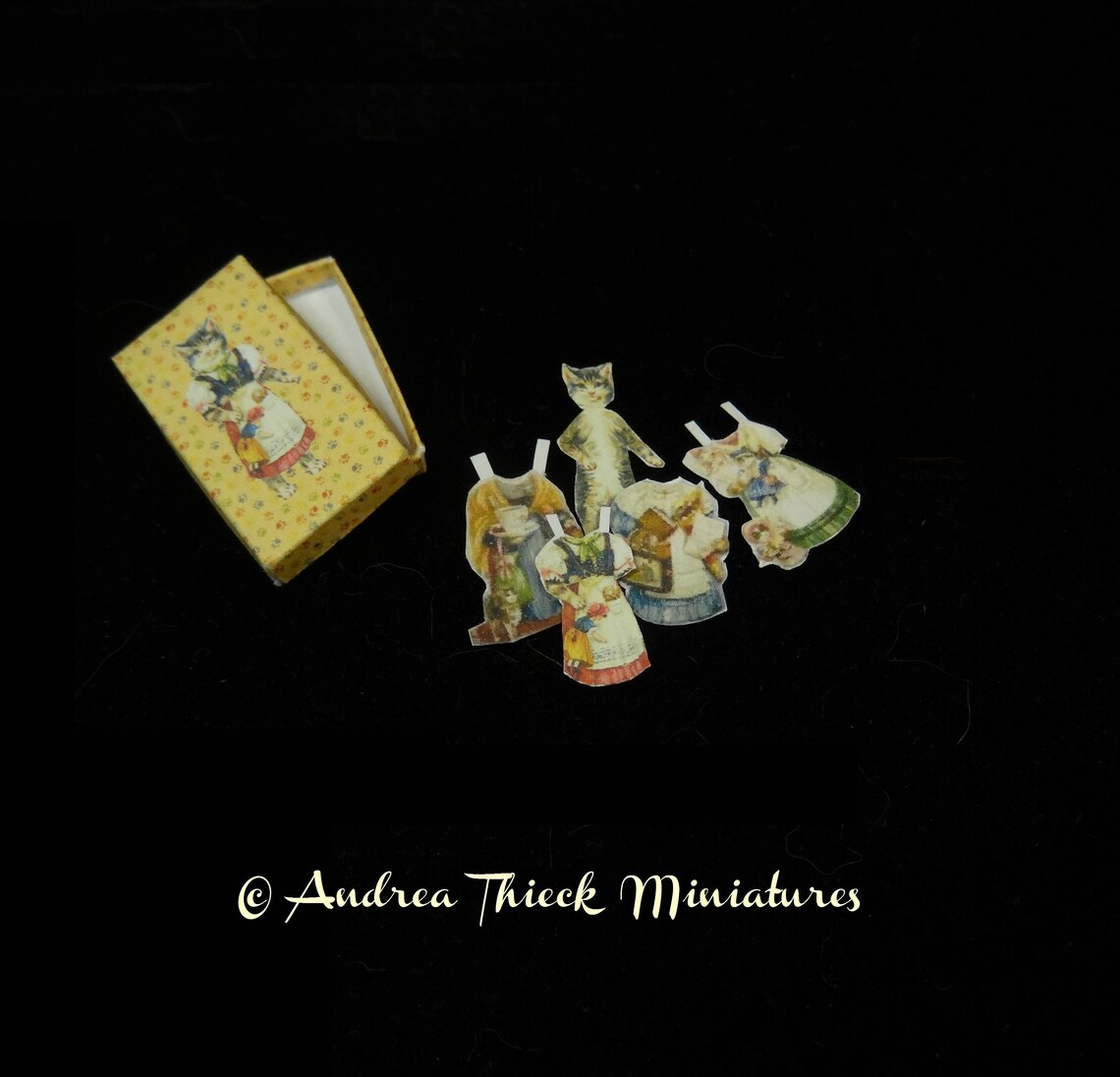 Miniatures Paper Doll Box With Cat 1:12 Scale - Etsy