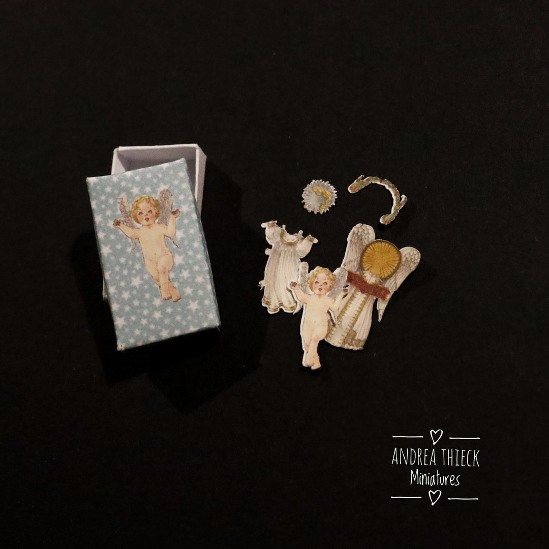 Miniatures Paper Doll Box With Angel - 1:12 Scale - Etsy