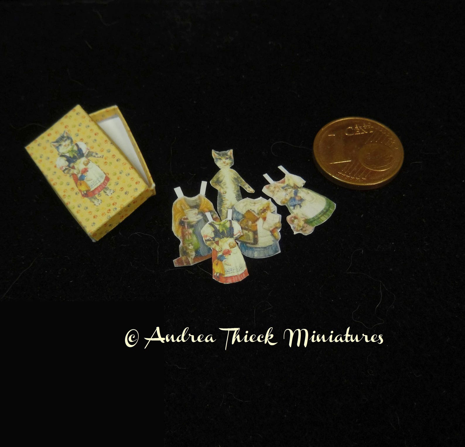 Miniatures Paper Doll Box With Cat - 1:12 Scale - Etsy