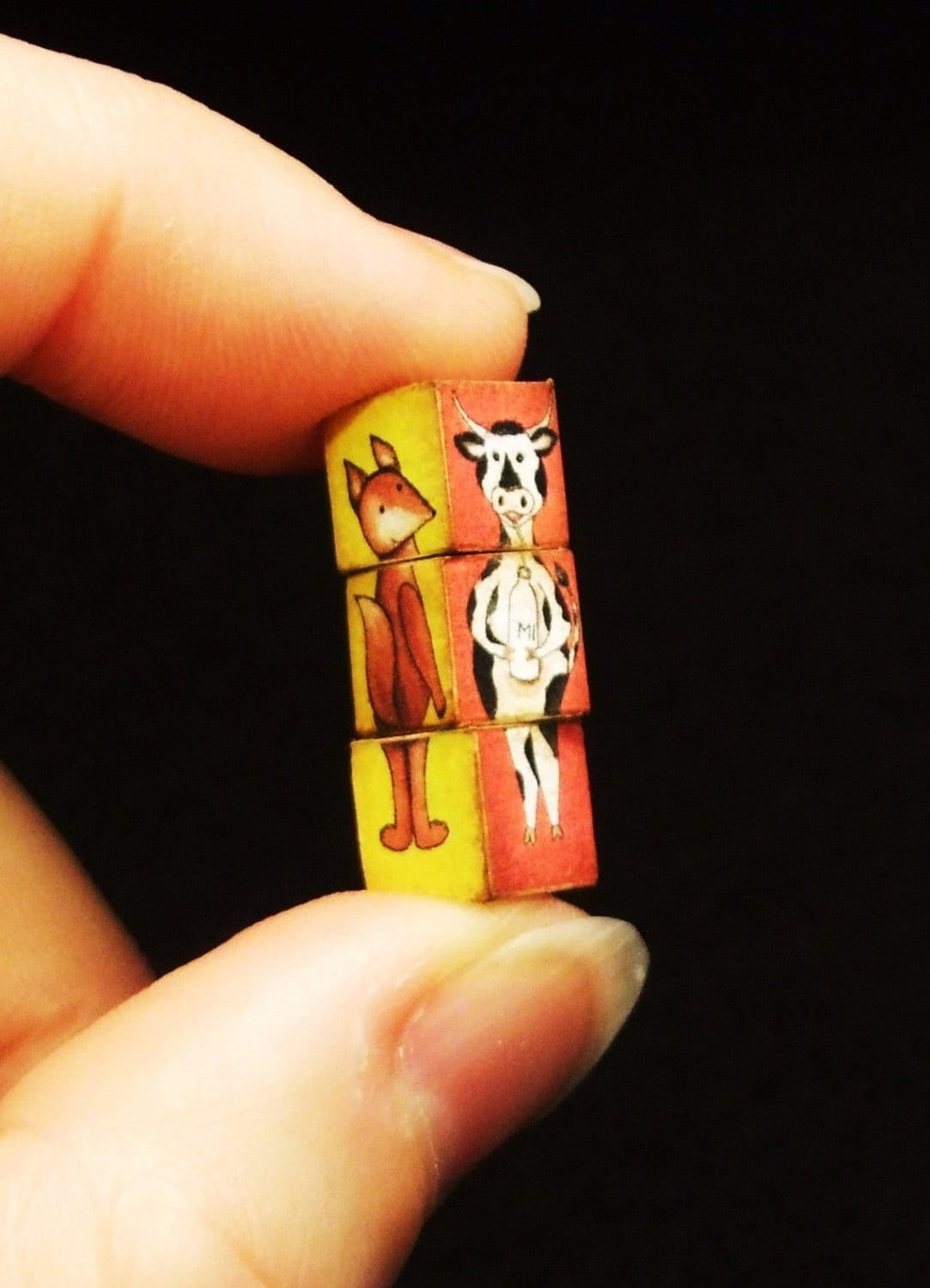 Miniature Funny Cubes Cubes Amusants With Farm Animals - Etsy