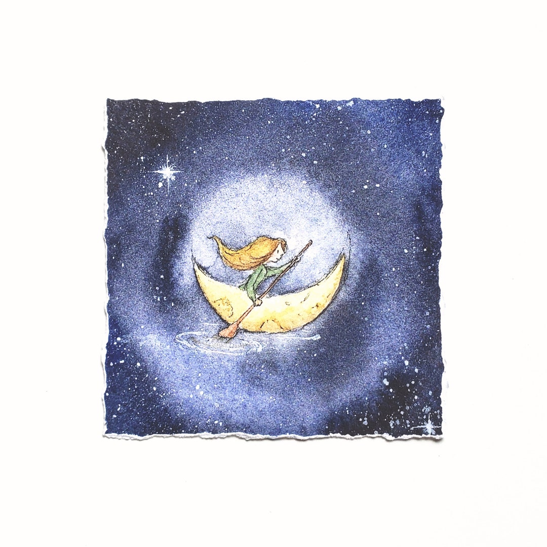 Canoe Constellation. Stars. Night Scene. Moon Scene. Whimsical - Etsy