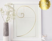 Math Poster Fibonacci Spiral Art Math Teacher Gift Gold | Etsy
