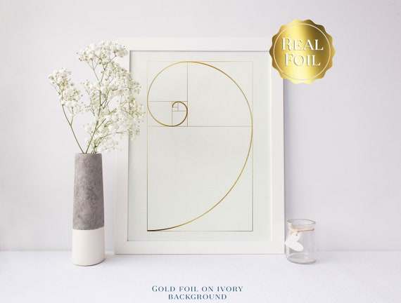 Math Poster Fibonacci Spiral Art Math Teacher Gift Gold - Etsy