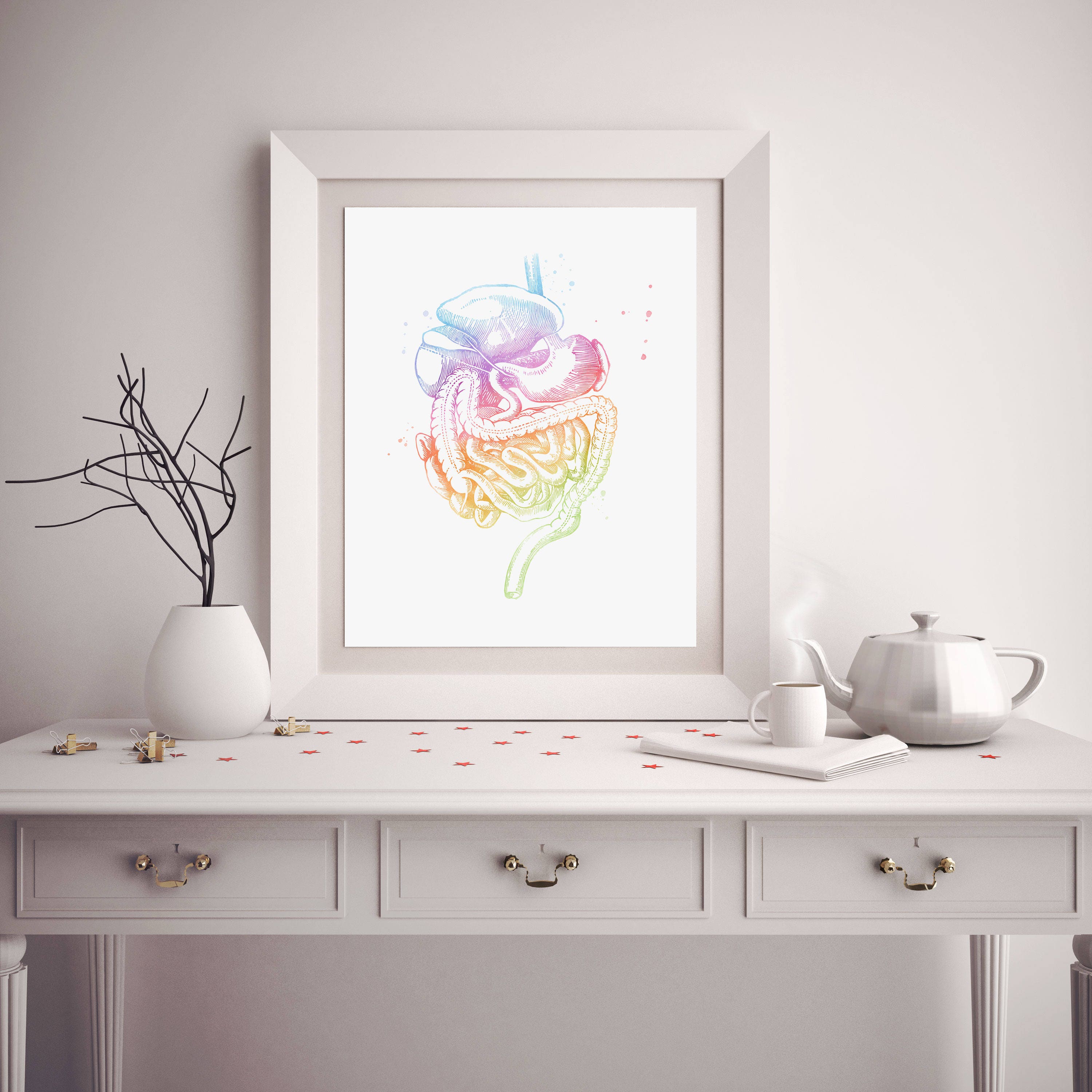 Gastrointestinal Art Watercolor Anatomy Decor GI Tract - Etsy