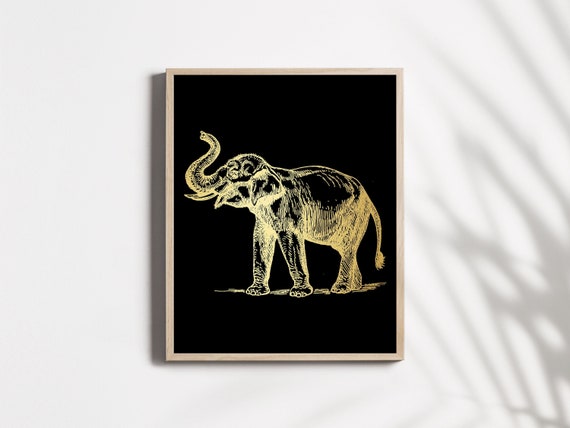 Elephant Gold Foil Print Elephant Decor Bedroom Decor - Etsy