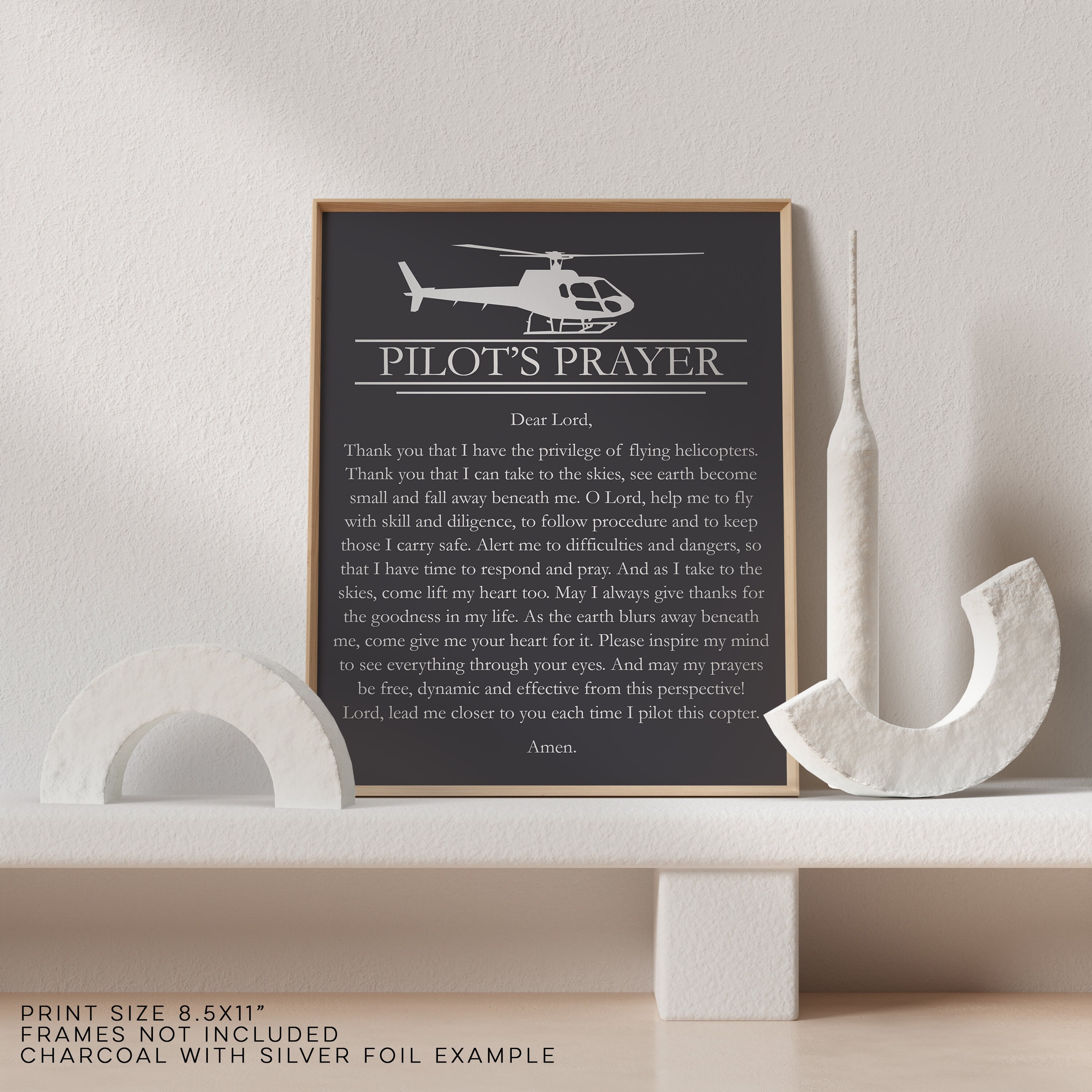 Helicopter Pilot's Prayer Art Print: Metallic Foil Gift (8.5x11 Inches ...