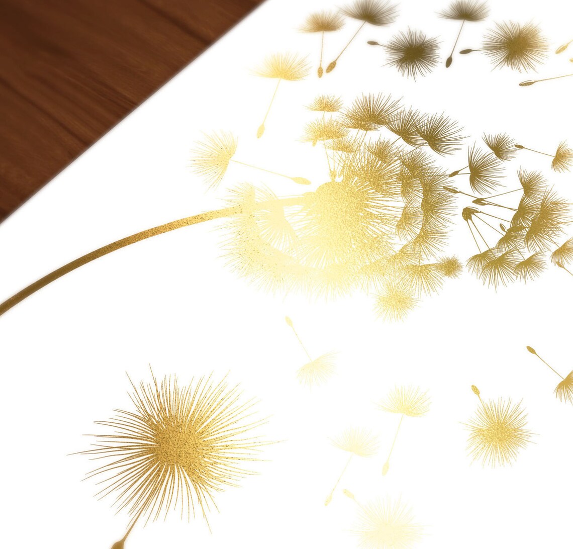 Dandelion Print Gold Foil Dandelion Print Gold Floral - Etsy