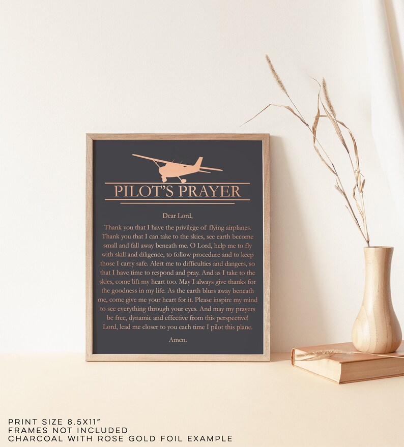 Pilot's Prayer Art Print: Gold Foil Aviation Gift (8.5x11 Inches) - Etsy
