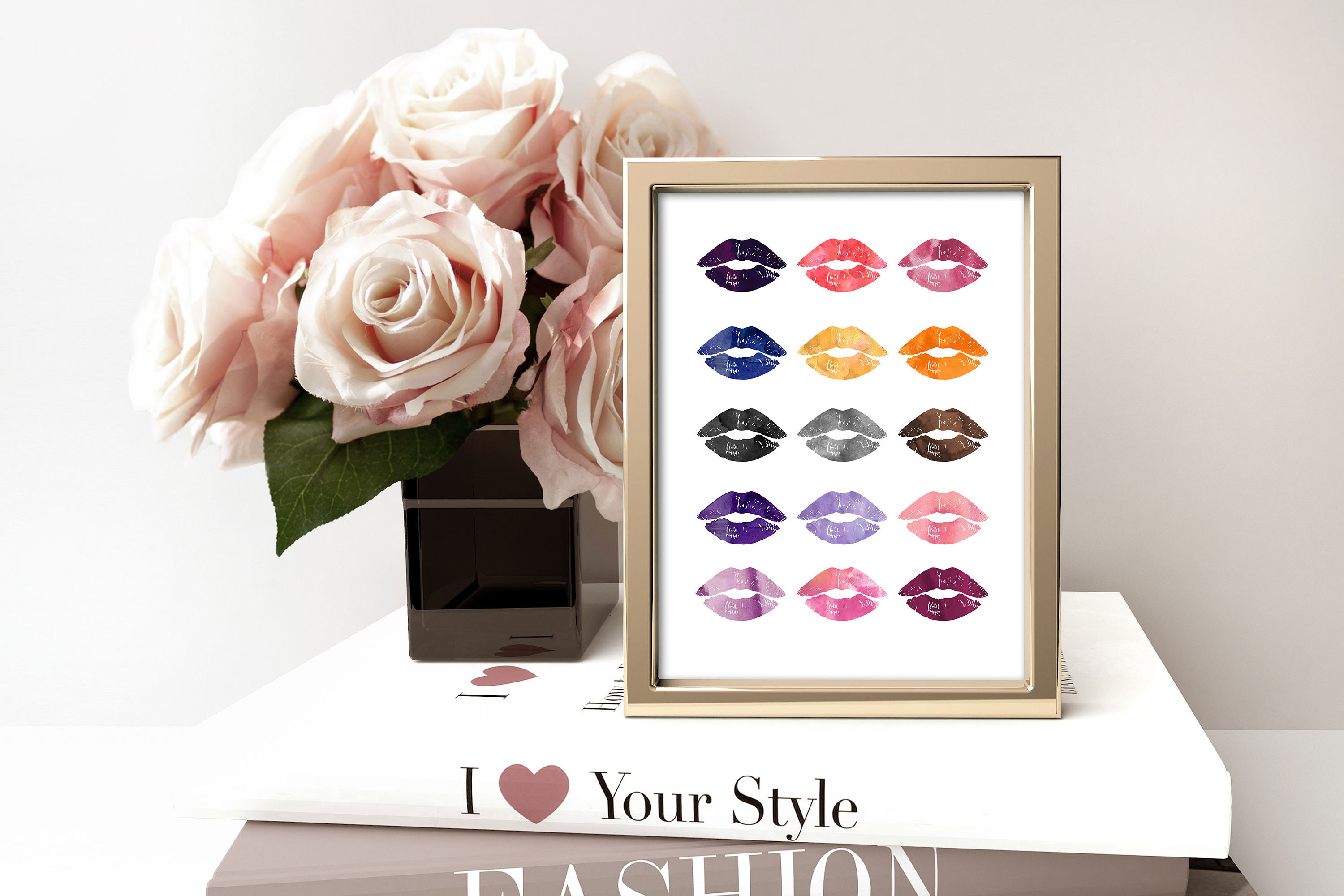 Watercolor Lips Print - Lipstick Art - Lipstick Print - Watercolor Make ...