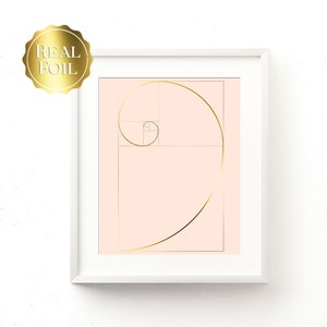 Math Poster - Fibonacci Spiral Art - Math Teacher Gift - Gold Foil ...