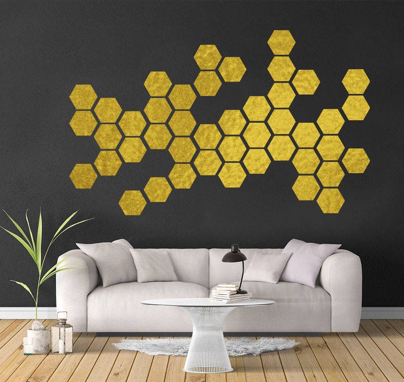 Gold Hexagon Wall Decal Hexagon Wall Vinyl Hexagon Wall | Etsy