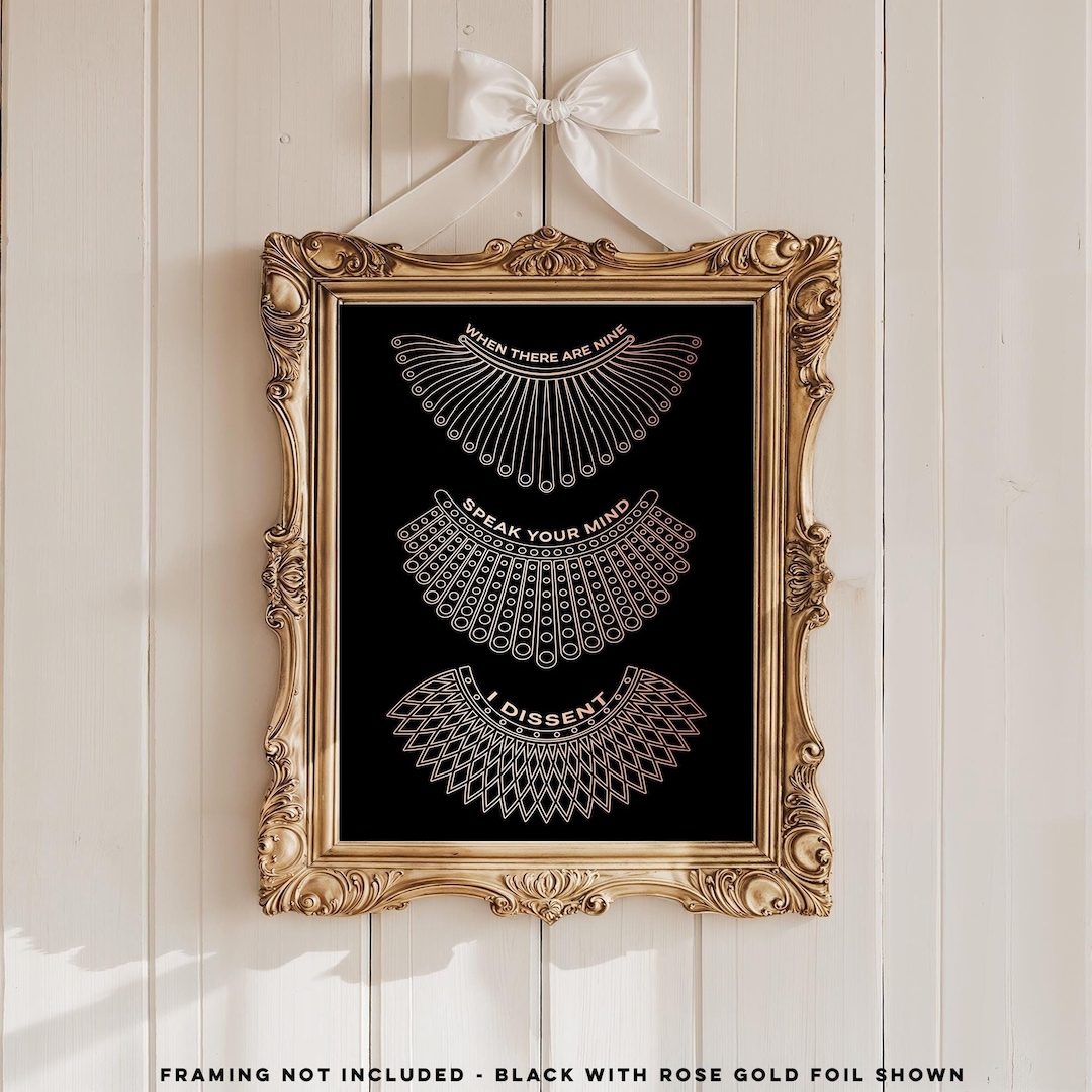 RBG Collars Metallic Foil Print: Ruth Bader Ginsburg, Lawyer Gift (8 ...