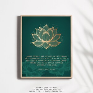 No Mud No Lotus Thich Nhat Hanh Quote Print Mindfulness Wall Art ...