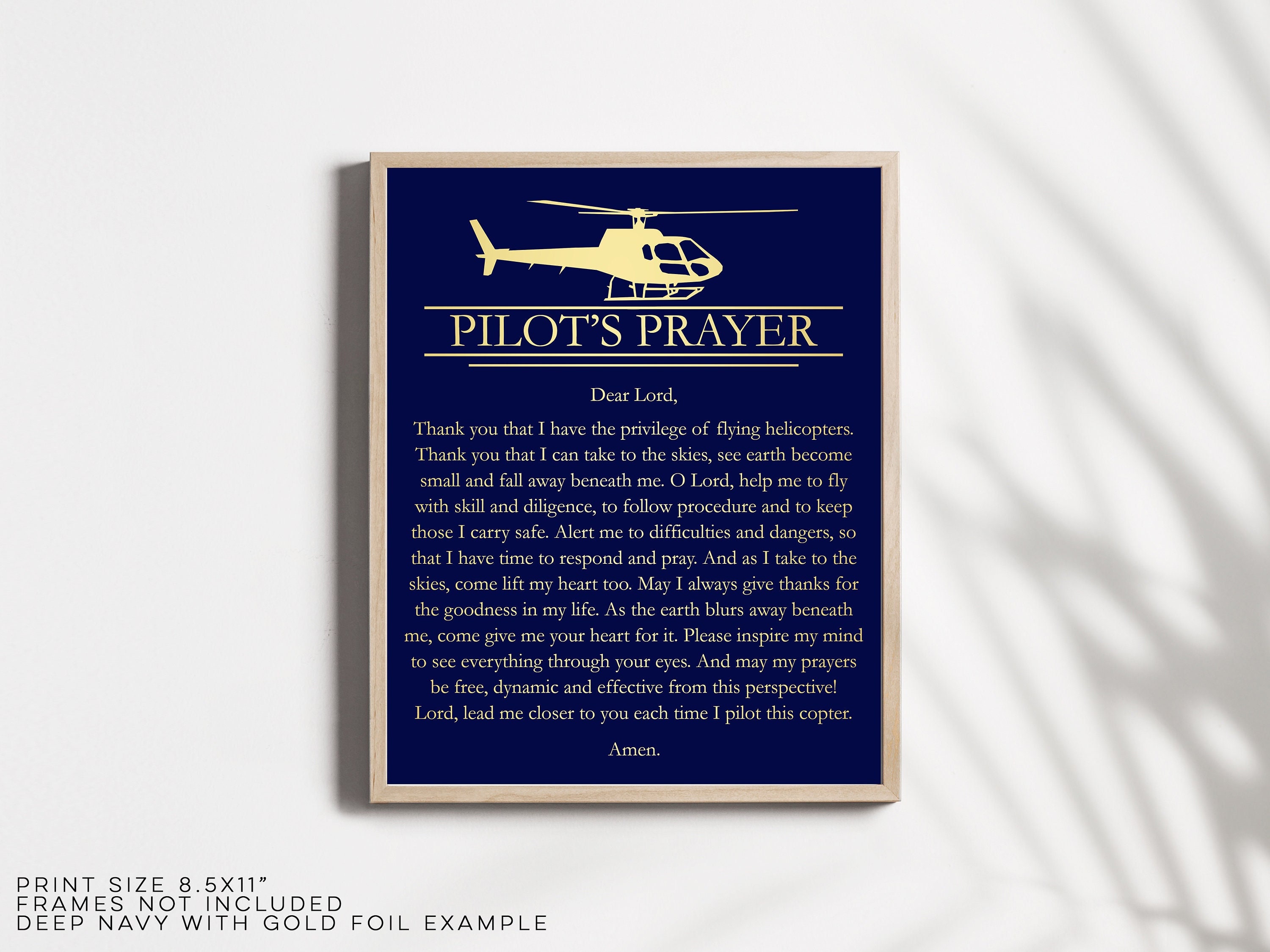Helicopter Pilot's Prayer Art Print: Metallic Foil Gift (8.5x11 Inches ...