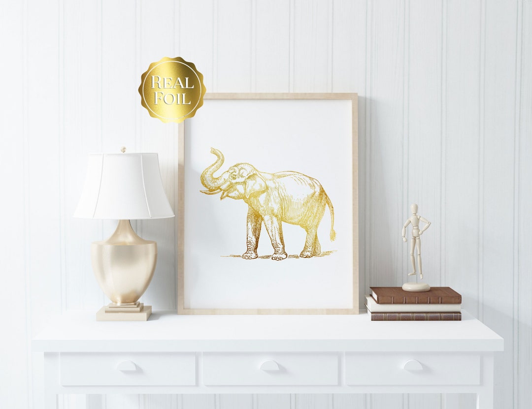 Elephant Gifts Gold Foil Elephant Print Elephant Wall Decor - Etsy