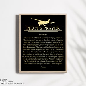 Pilot's Prayer Art Print: Gold Foil Aviation Gift (8.5x11 Inches) - Etsy