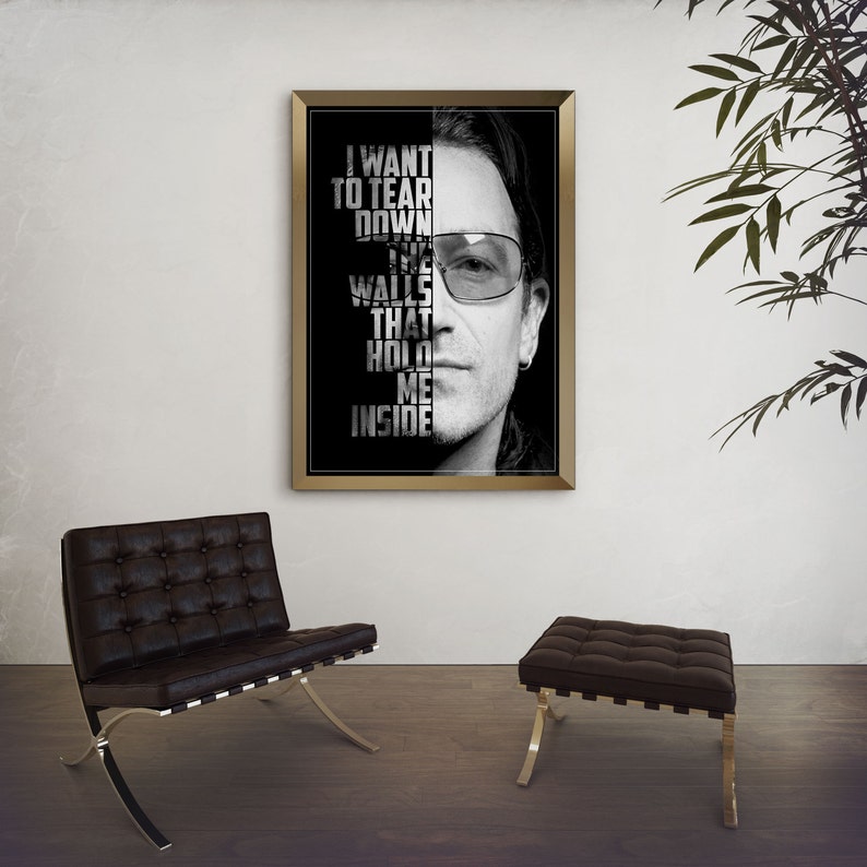 Bono Poster U2 Lyrics U2 Art Print U2 Music Poster | Etsy