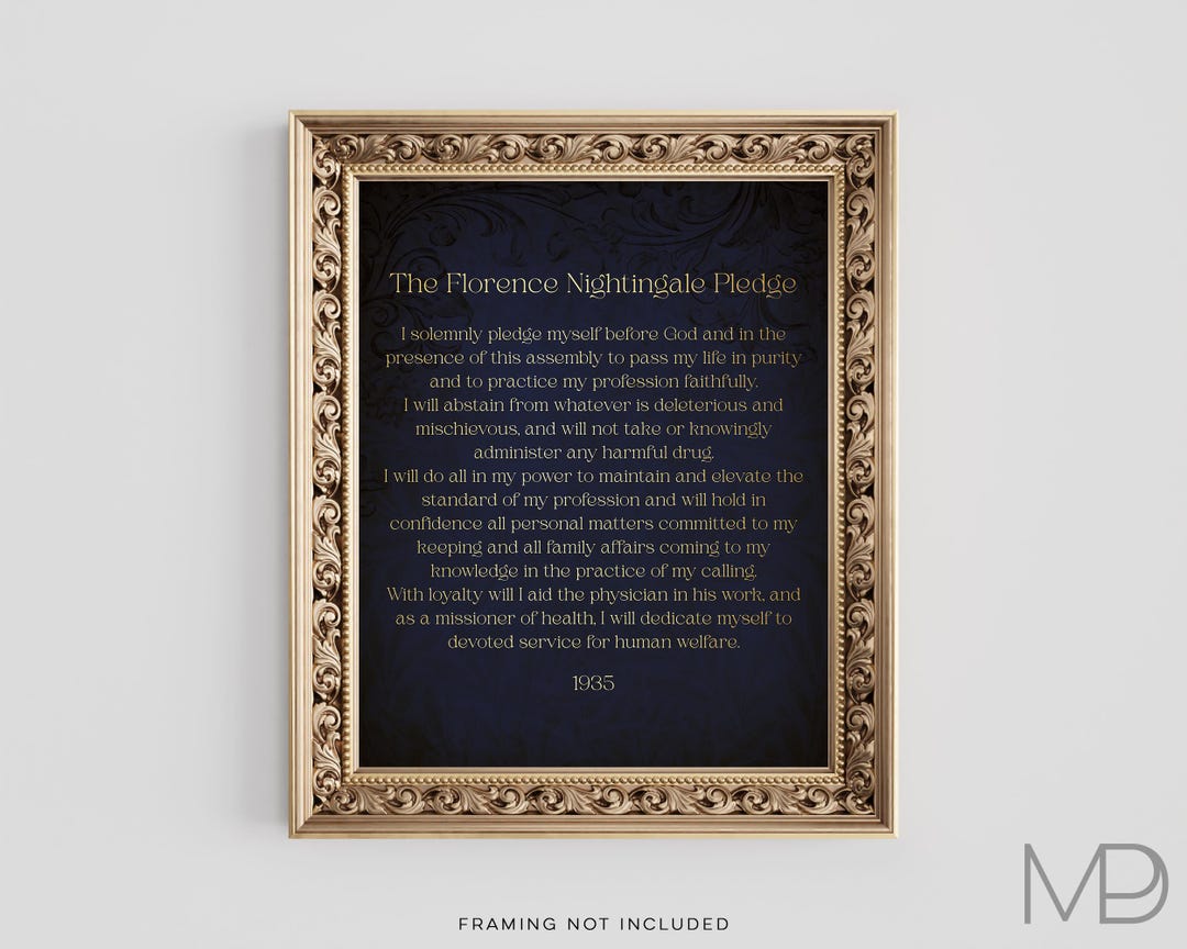 Florence Nightingale Pledge Gold Foil Print - Nurse Graduation Gift ...