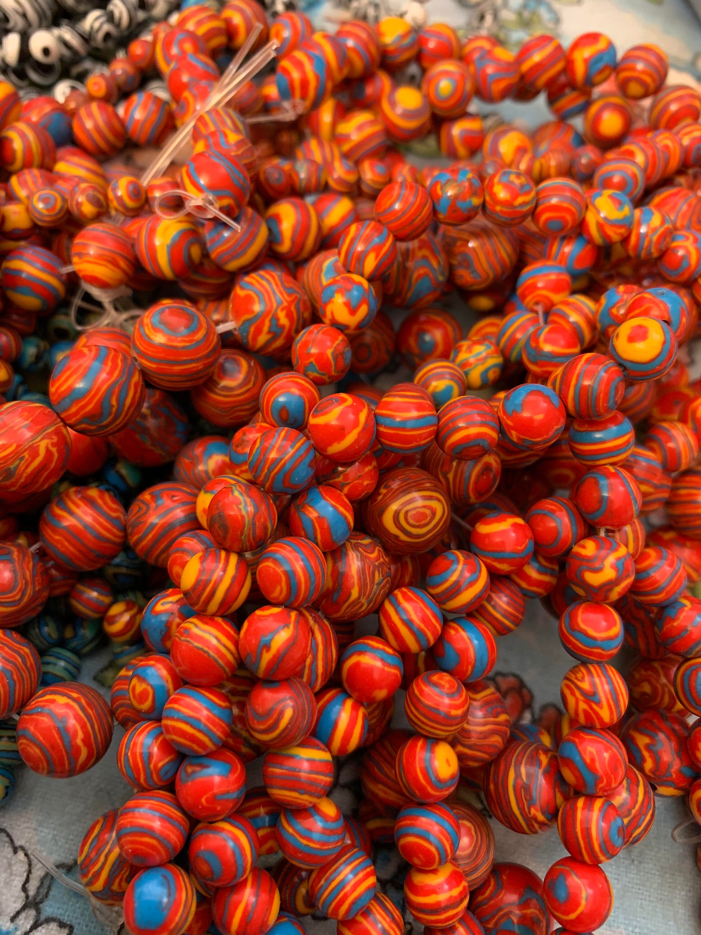 Graffiti Blue Fordite Beads-8mm | Etsy