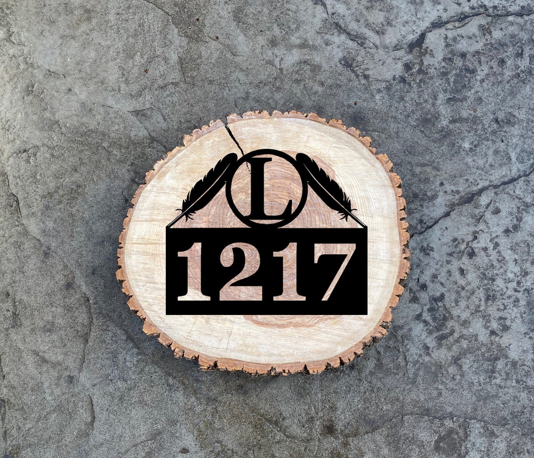 Feather Monogrammed Address Sign Monogram Address Plaque - Etsy
