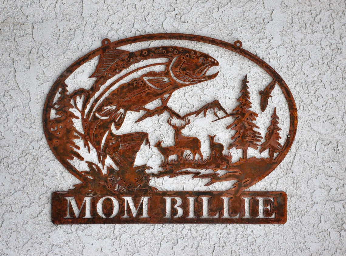 Custom Ranch Sign Trout Deer Mountain Sign Metal Trout - Etsy