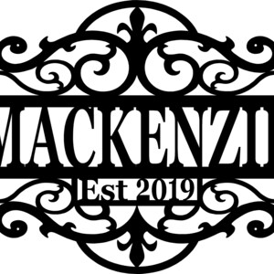 Personalized Metal Scroll Sign - Personalized Name Metal Sign - Custom ...