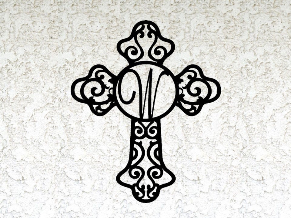 Monogram Cross Christian Cross Metal Cross | Etsy