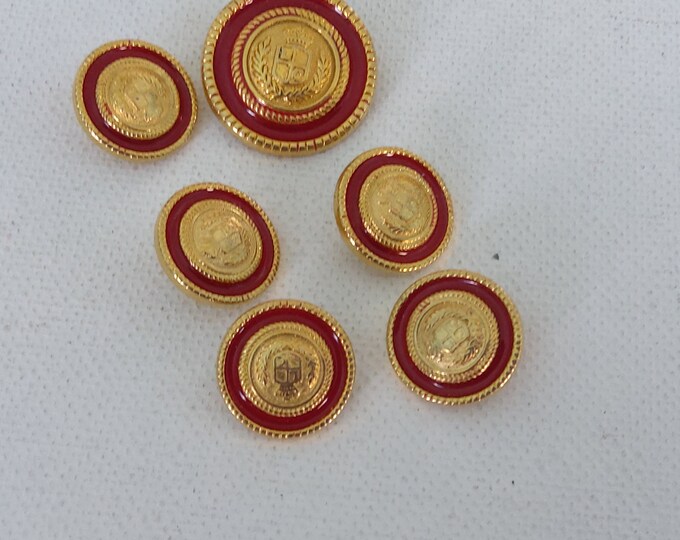 Gold Buttons With Red (6) Matching Set - Etsy
