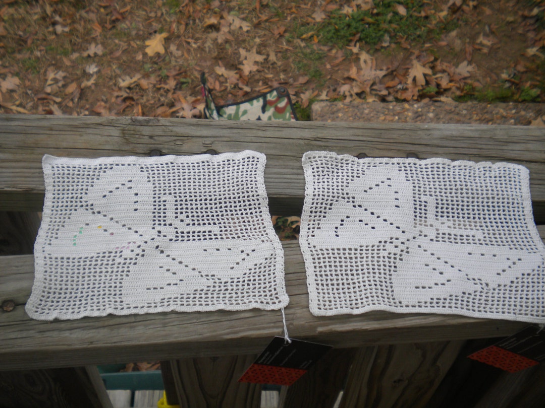 Filet Crochet butterfly Set of 2 - Etsy