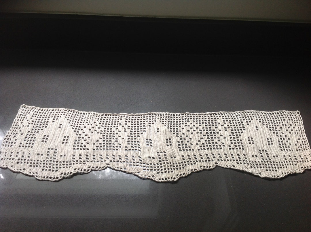 Crochet Valance, Bistro Curtain - House With Trees by MWC - Etsy