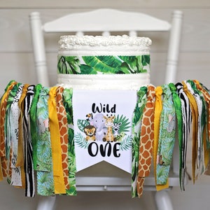 Wild One Safari Animals High Chair Banner, Safari Animals First ...