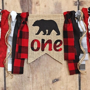 Lumberjack Buffalo Plaid High Chair Banner, Lumberjack 1st Birthday ...