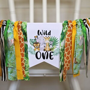 Wild One Safari Animals High Chair Banner, Safari Animals First ...