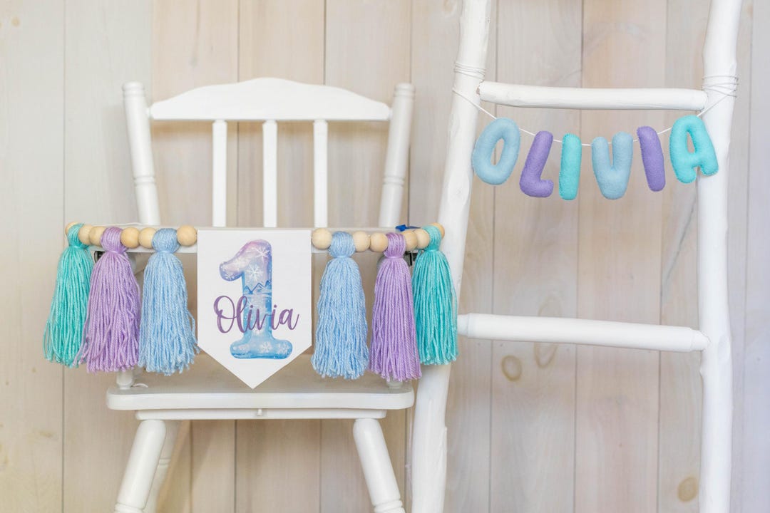 Personalized Girl High Chair Banner, Frozen Color Themed High Chair ...